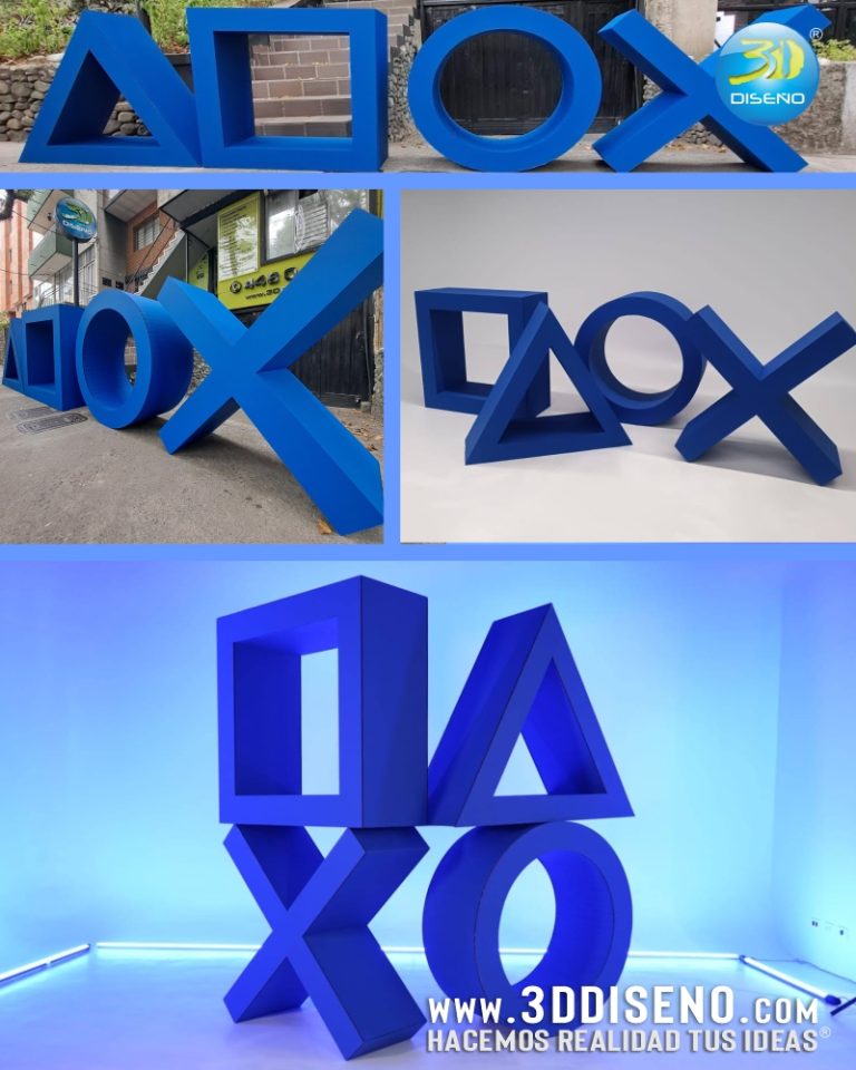 Iconos del control de Play Station en 3D frabricados en carton - 3D Diseño